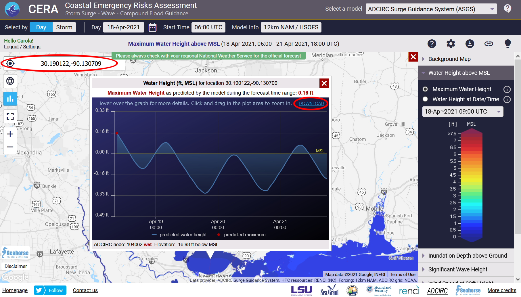 New download and search functionality for time series – Coastal ...